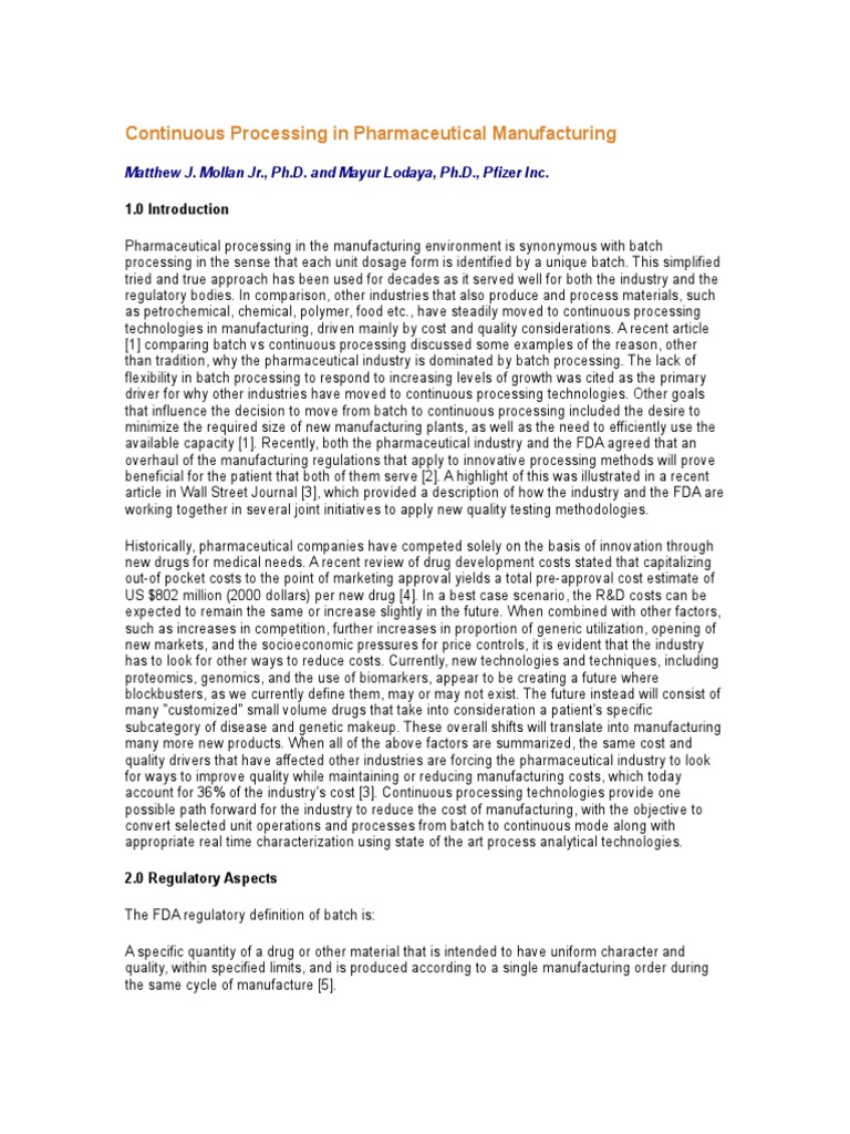 Continuous Processingin Pharma Manufacturing | PDF | Crystallization ...