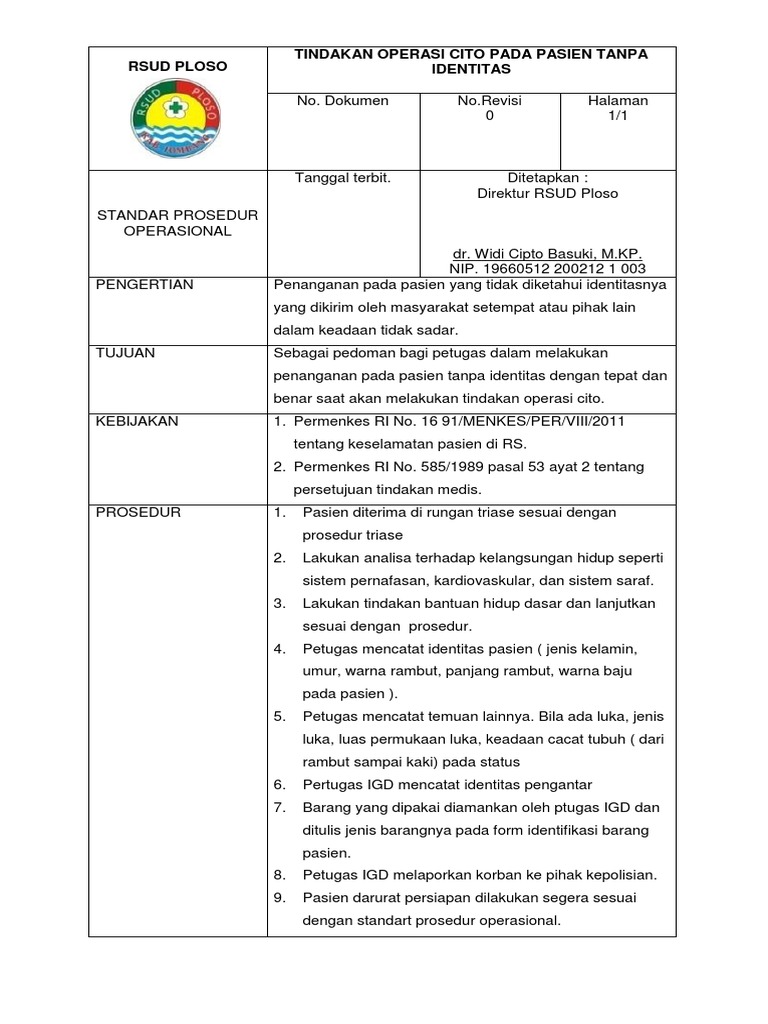Spo Tindakan Cito | PDF