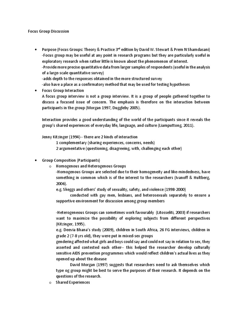 Research Focus Group Discussion | PDF | Focus Group | Survey Methodology