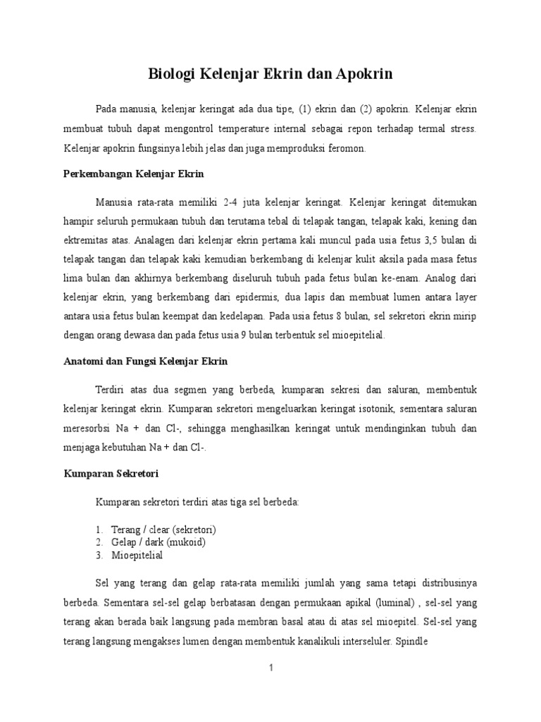 Kelenjar Ekrin Apokrin | PDF