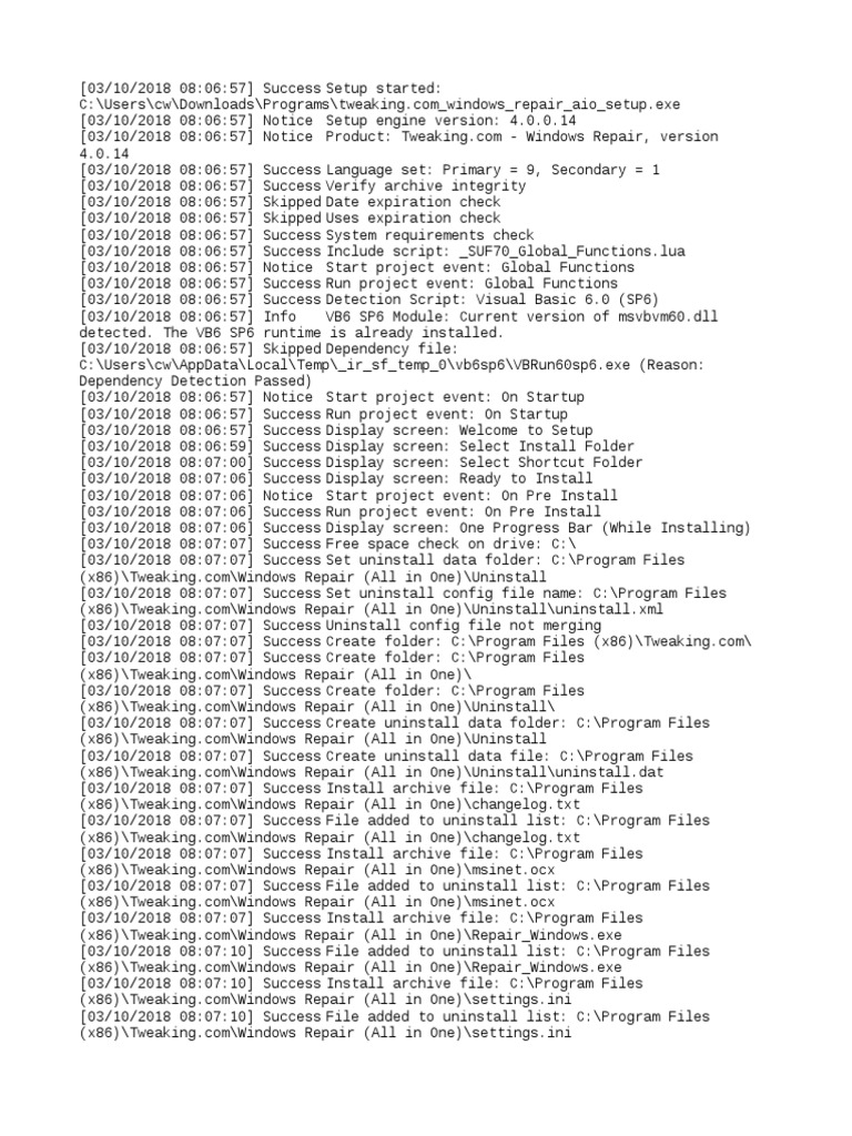 Windows Repair Setup Log | PDF | Computer File | Windows Vista