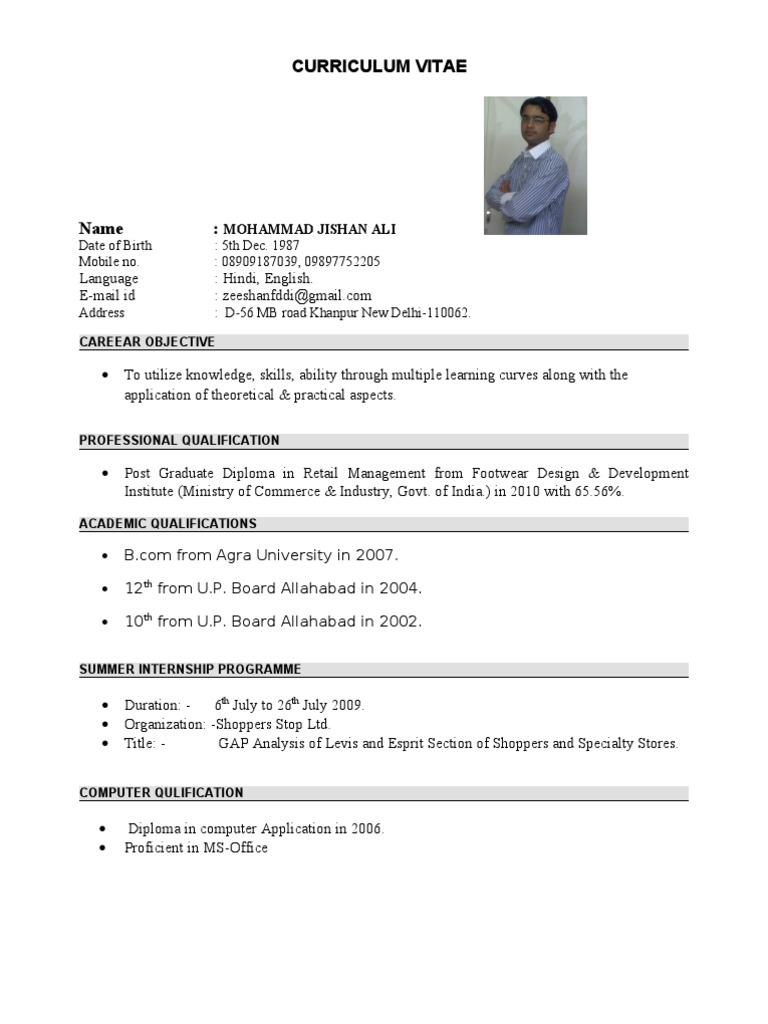 Mohammad Jishan's CV Overview | PDF | Career & Growth