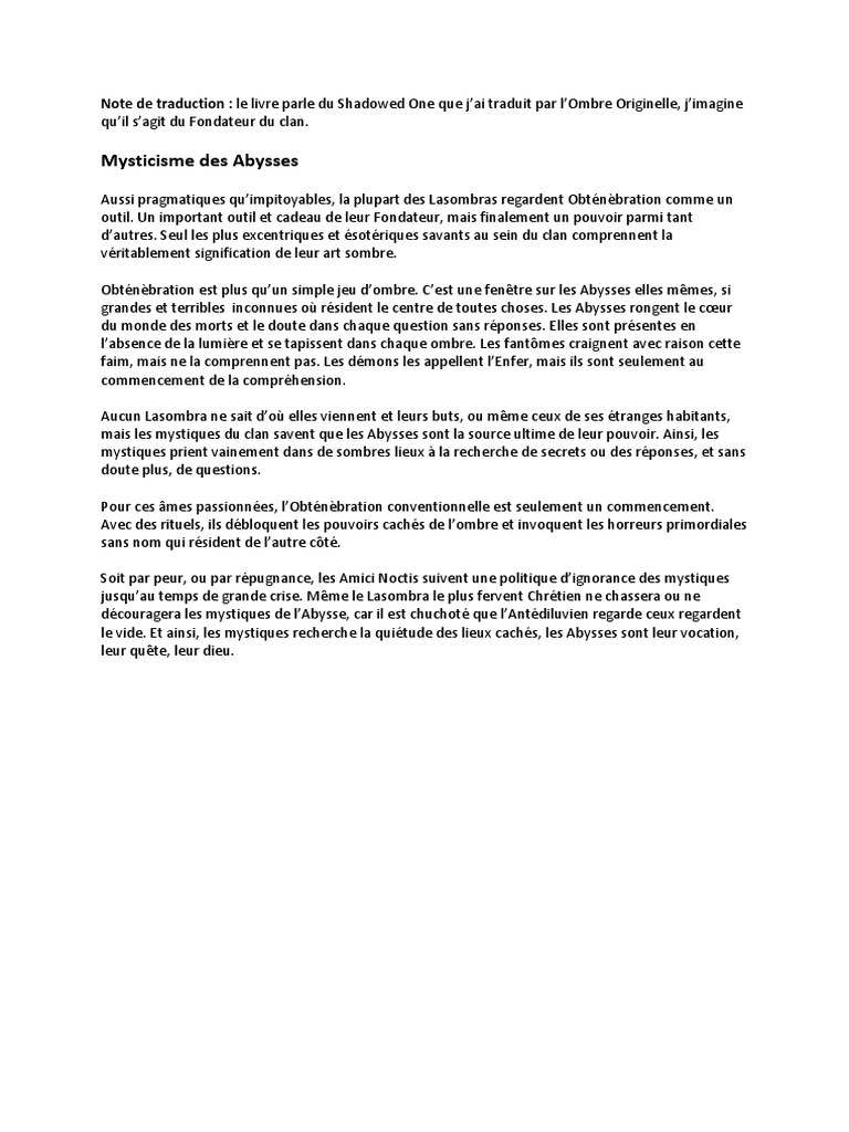 Mystique des Abysses et Obténèbration | PDF | Vampires | Dé