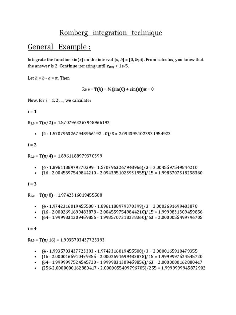 Romberg Integration Techniques | PDF | Integral | Mathematical Objects