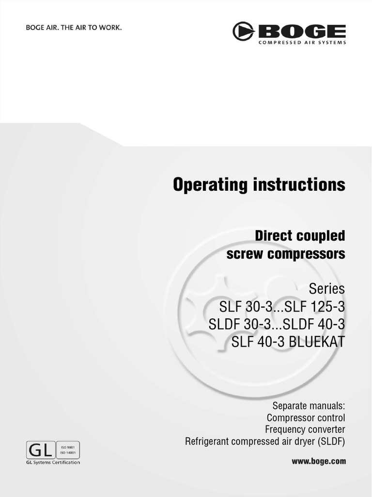 Operating Instructions: Direct Coupled Screw Compressors | PDF | Air ...