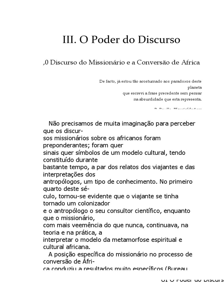 O Poder Do Discurso | PDF | Antropologia | África