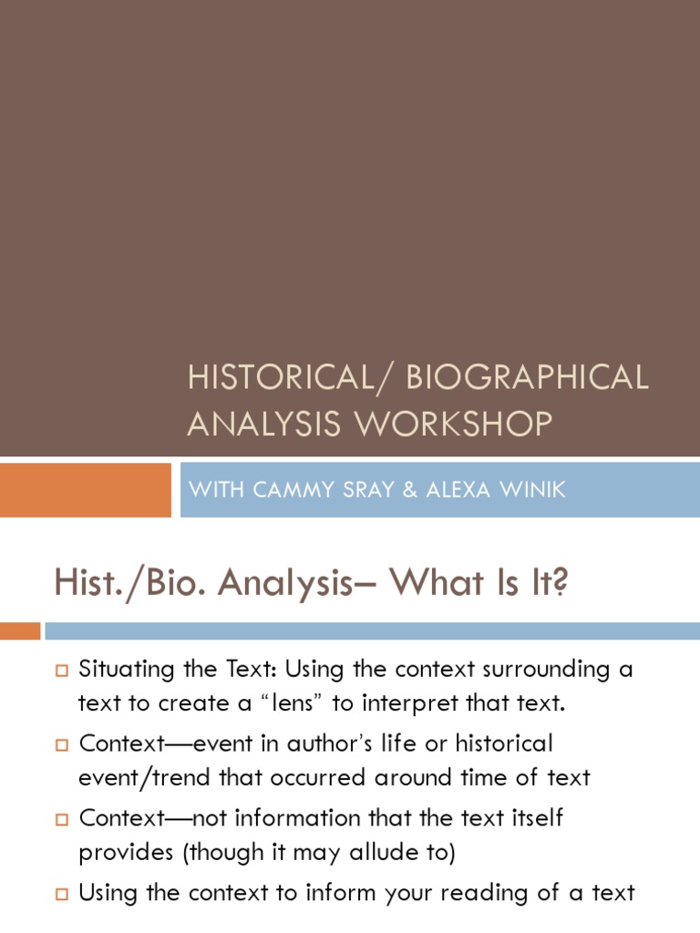 SHS Literature Historical Biographical Analysis | Biography | Thesis