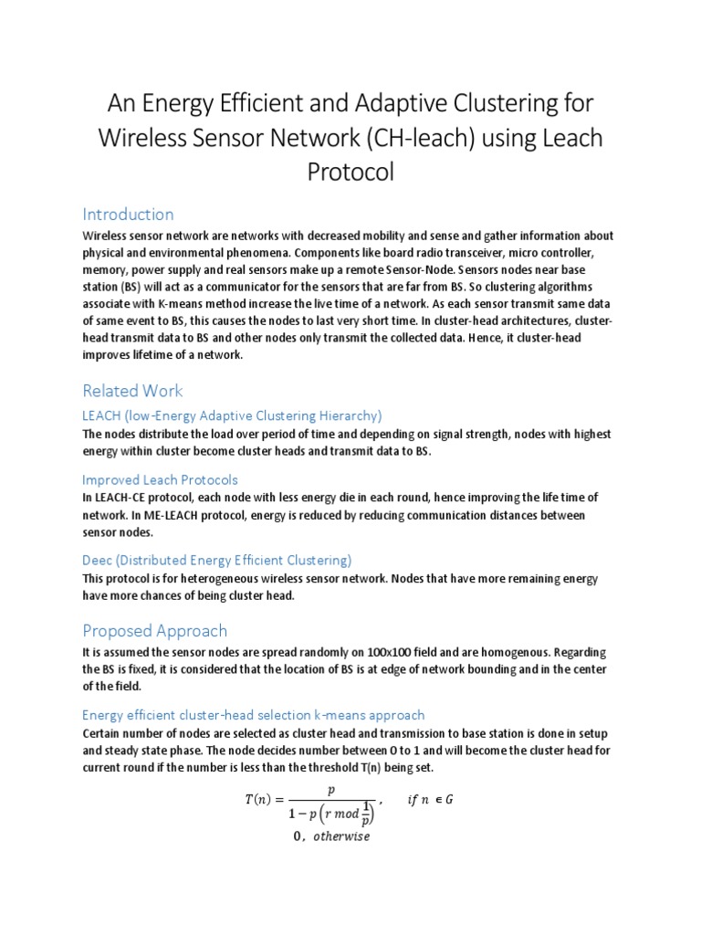 An Energy Efficient and Adaptive Clustering For Wireless Sensor Netw | PDF | Cluster Analysis ...