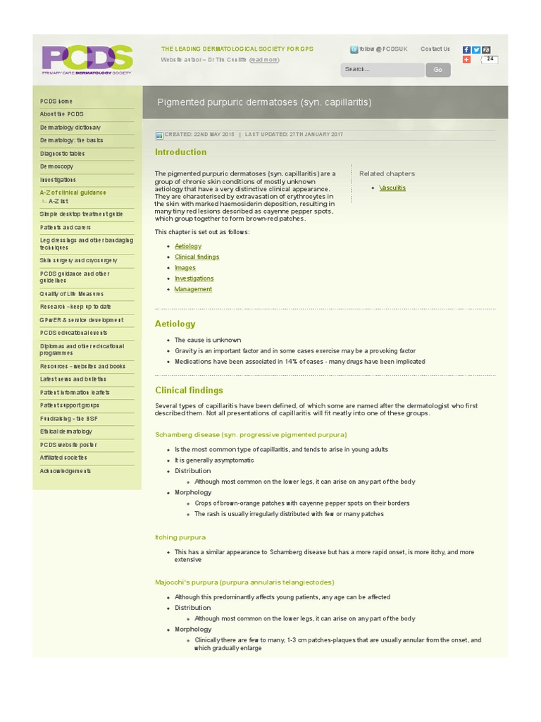 Pigmented Purpuric Dermatoses (Syn. Capillaritis) - Primary Care ...