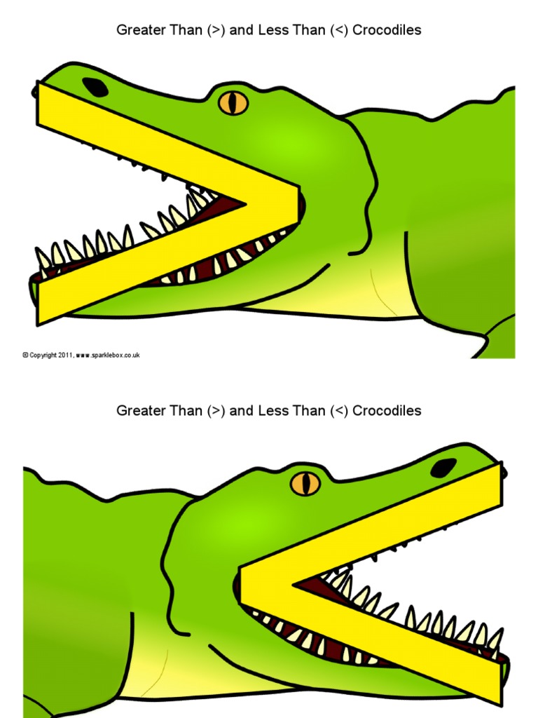 Greater Than ( ) and Less Than ( ) Crocodiles | PDF