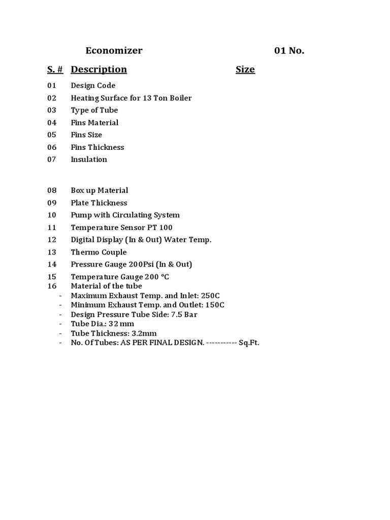 Economizer 01 No. S. # Description Size | PDF