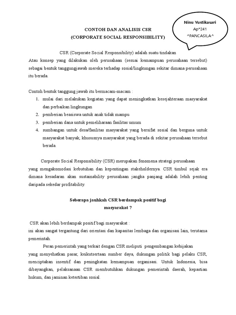 Contoh Dan Analisis CSR | PDF