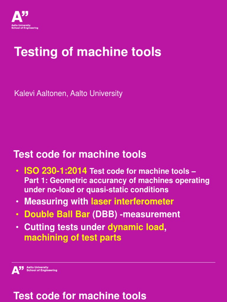 Testing Machine Tools 2016 | PDF