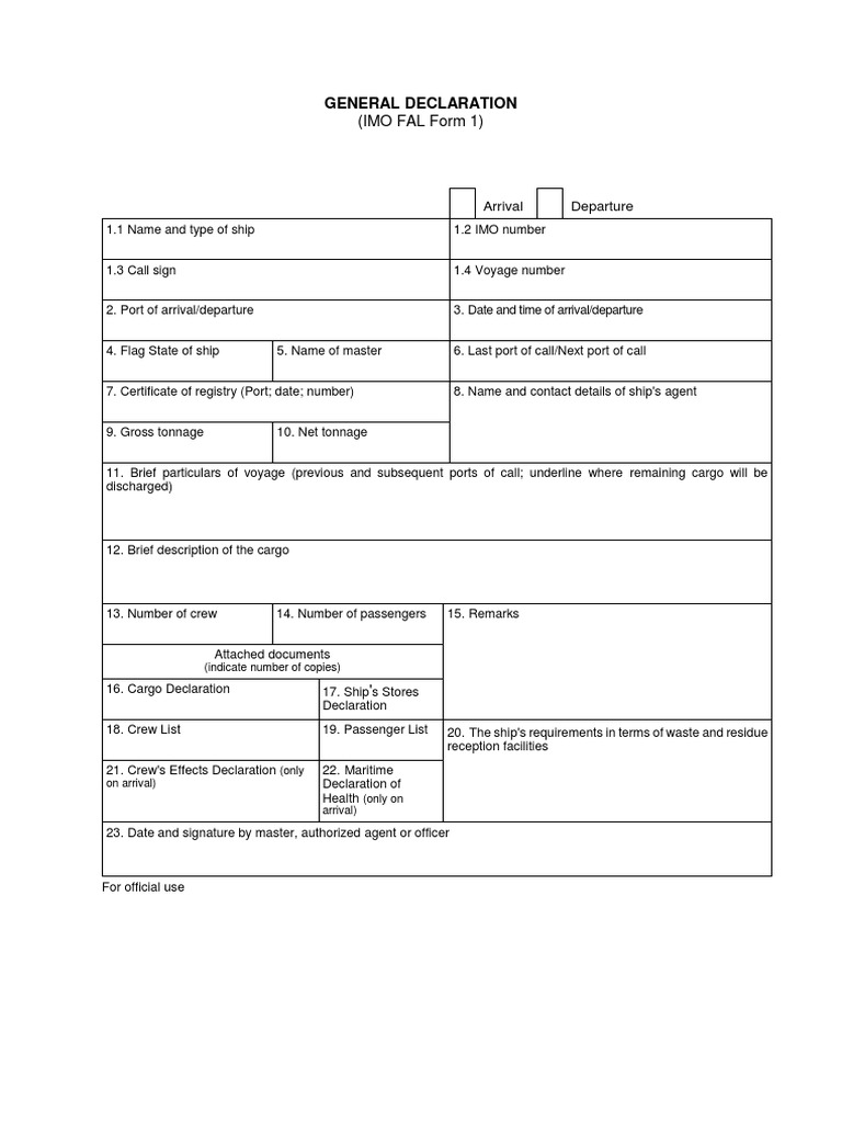 Ship Arrival and Departure Form | PDF | Law