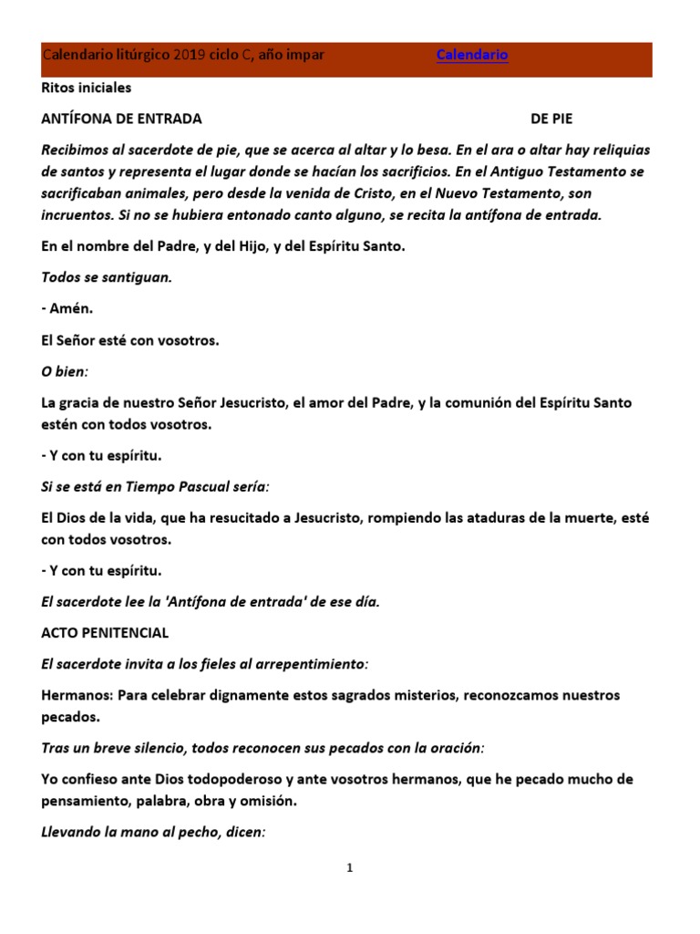 Misal Completo de Lecturas Diarias Solo Citas Biblicas 2019 | PDF ...