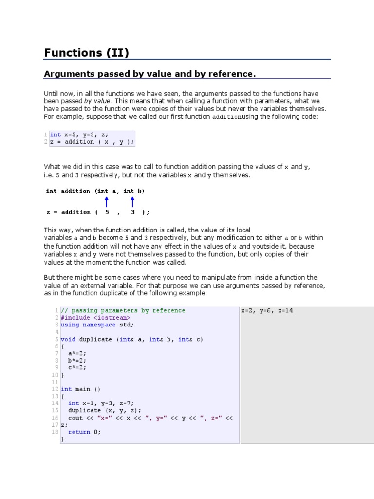 Functions Ii Arguments Passed By Value And By Reference Pdf Parameter Computer 9290