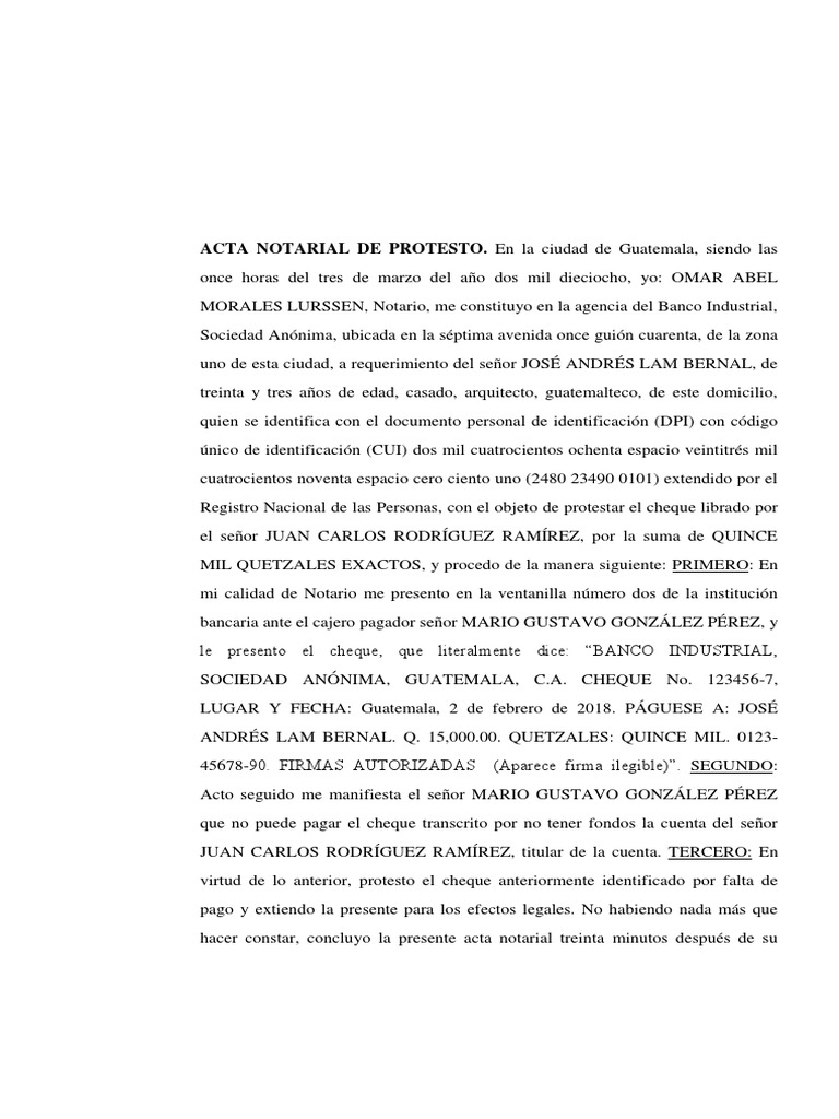 Acta Notarial de Protesto PDF | PDF | Cheque