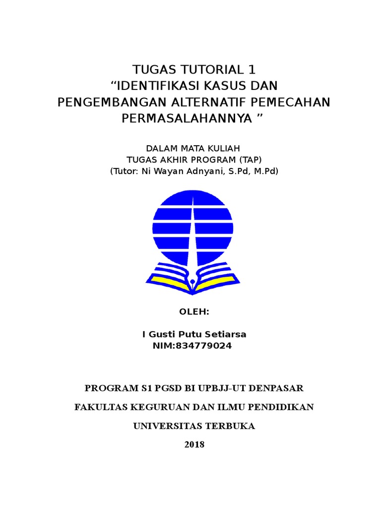 COVER Tugas Tutorial 1 TAP | PDF | Sains & Matematika