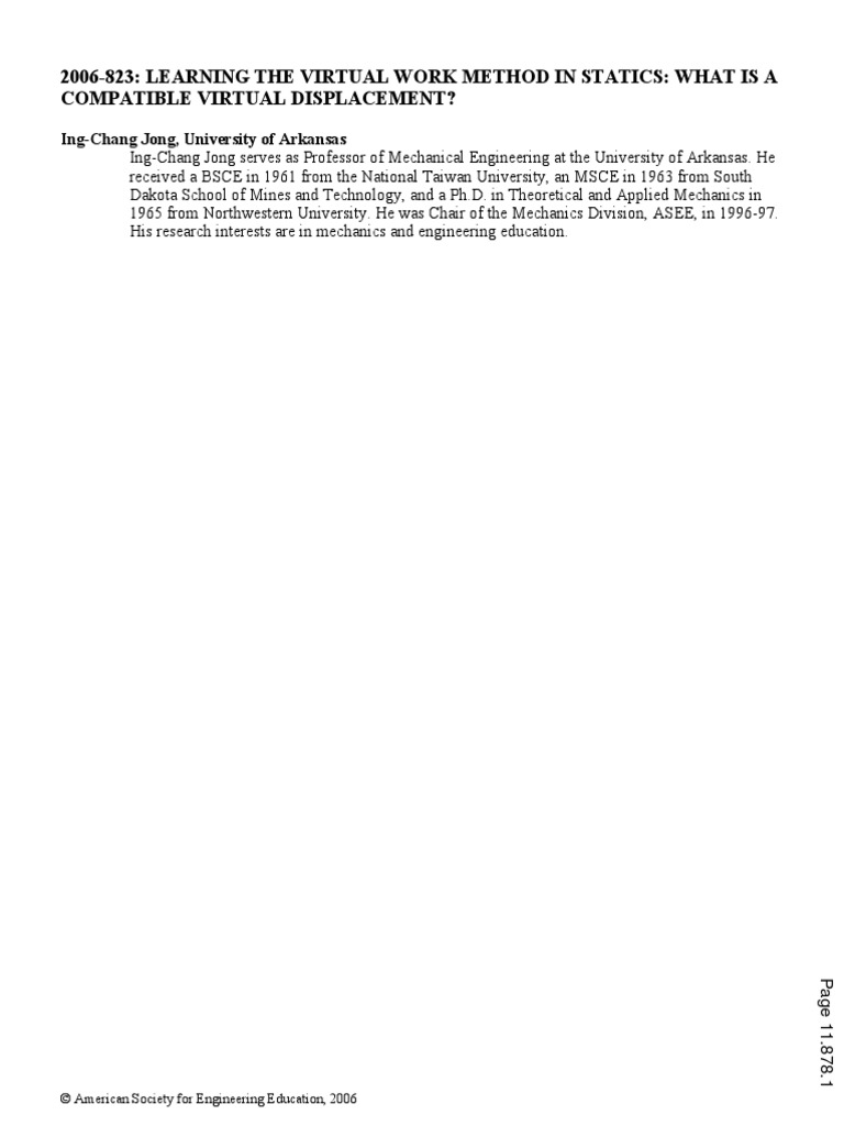 Learning The Virtual Work Method in Statics What Is A Compatible ...