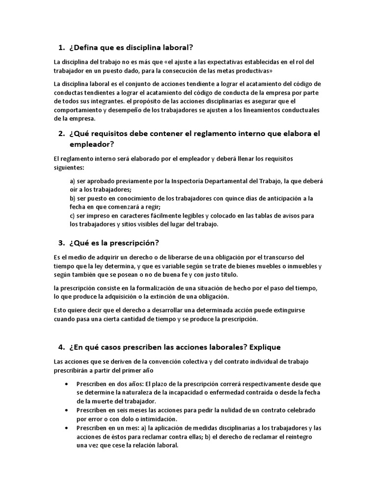Disciplina Laboral | Descargar gratis PDF | Estatuto de limitaciones ...