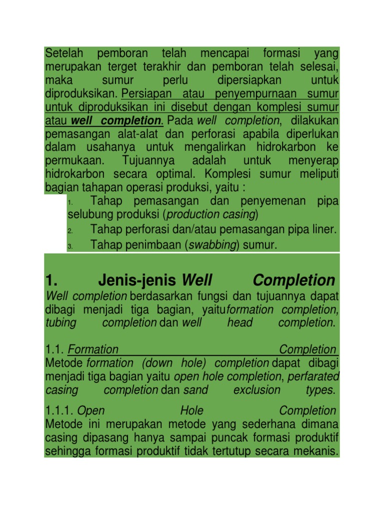 Well Completion, Perforasi & Swabbing | PDF