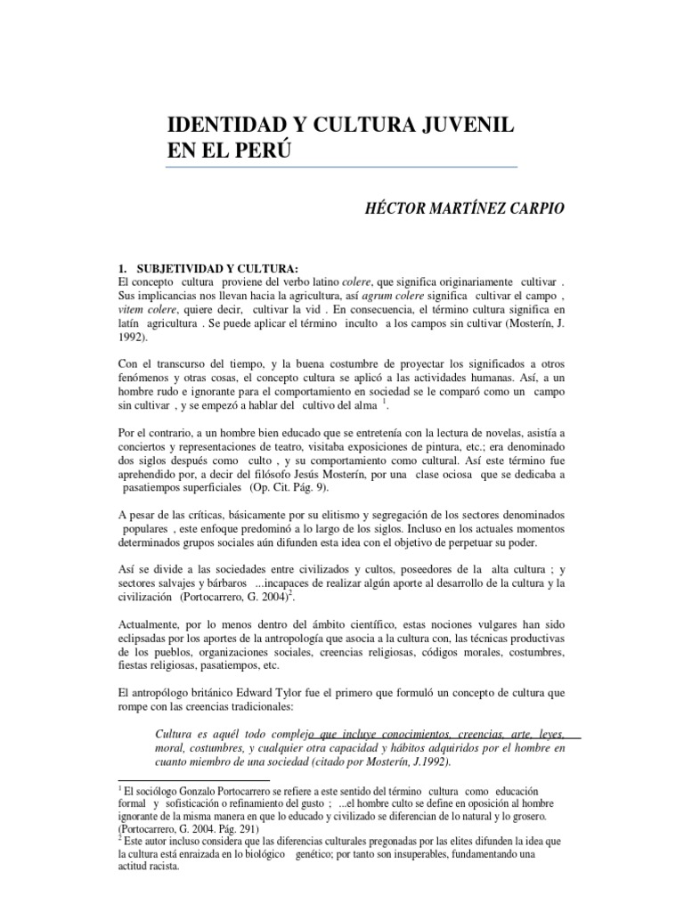 Identidad y Cultura Juvenil PDF | PDF | Adultos | Conocimiento