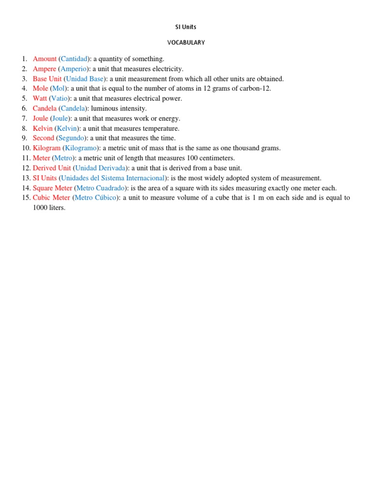 Essential SI Units and Definitions | PDF | International System Of ...