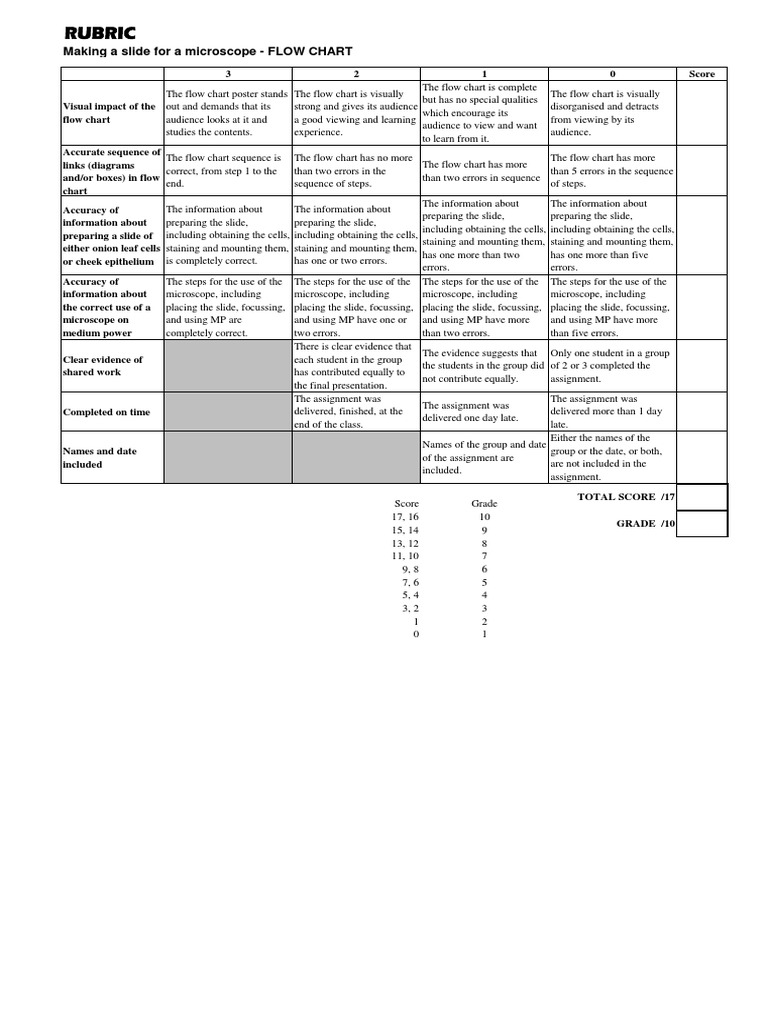 Rubric For Flowchart Assignment | PDF | Behavior Modification | Cognition