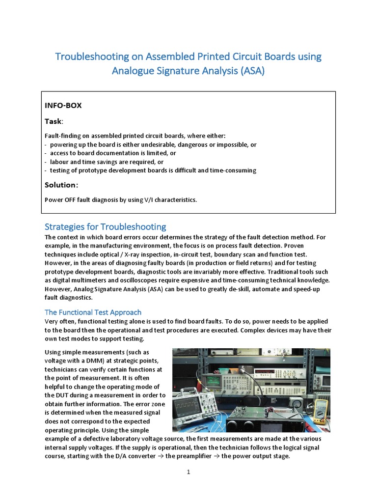 Troubleshooting On Assembled Printed Circuit Boards Using Analogue ...