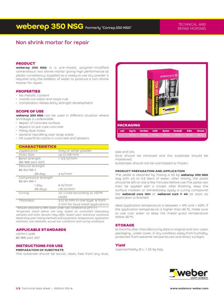 Weberrep 360 FFR-KSA 01 | PDF | Mortar (Masonry) | Concrete
