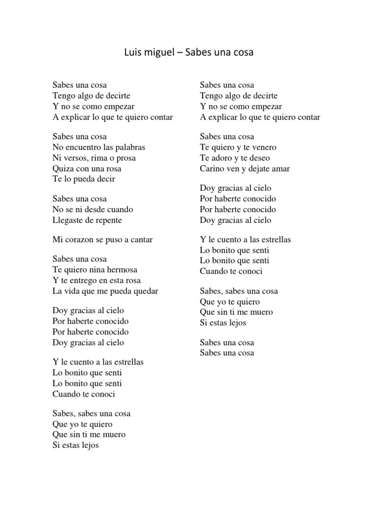Luis Miguel - Sabes Una Cosa | PDF