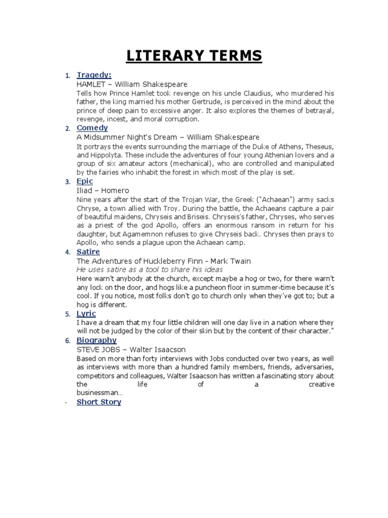 Literary Terms: 1. Tragedy | PDF