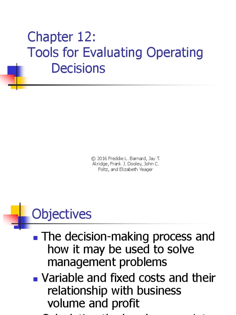 Tools For Evaluating Operating Decisions | PDF | Decision Making ...