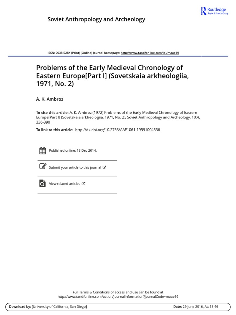 Problems of Early Medieval Chronology in Eastern Europe: Rethinking ...
