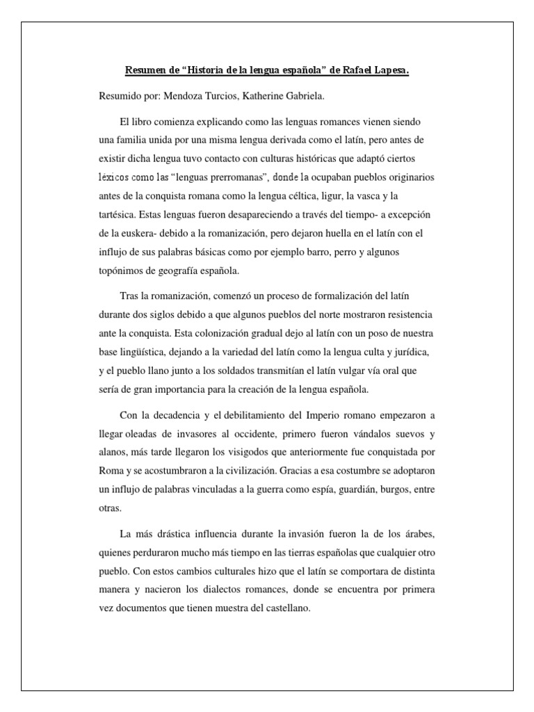 Resumen de Historia de La Lengua Española | PDF | Lengua española | latín