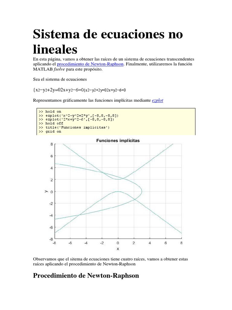 Sistema de Ecuaciones No Lineales | PDF | Ecuaciones | Función (Matemáticas)