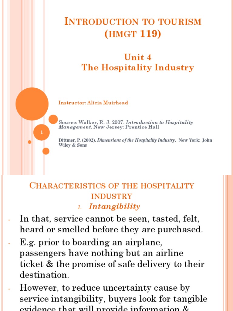 Unit 4 The Hospitality Industry: Ntroduction To Tourism HMGT | PDF ...