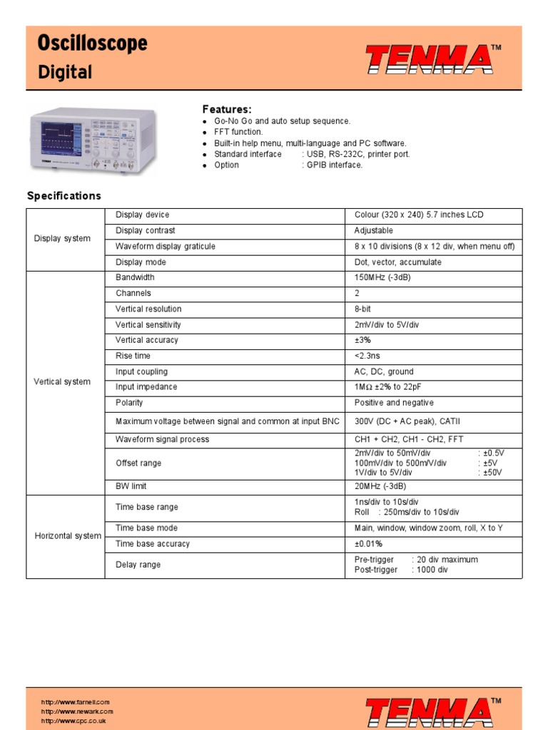 TENMA Digital Oscilloscope | PDF | Telecommunications Engineering | Electrical Engineering