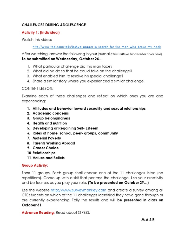 7 Key Challenges of Adolescence | PDF