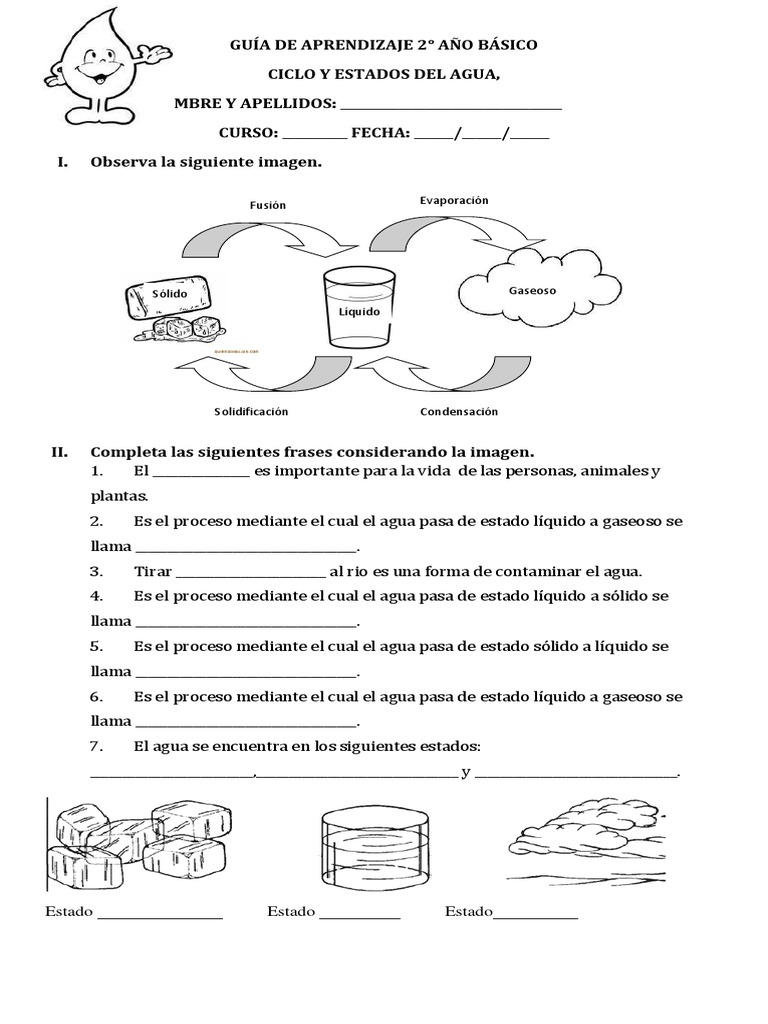 GUIA de APRENDIZAJE Ciclo y Estados Del Agua | PDF | El ciclo del agua ...