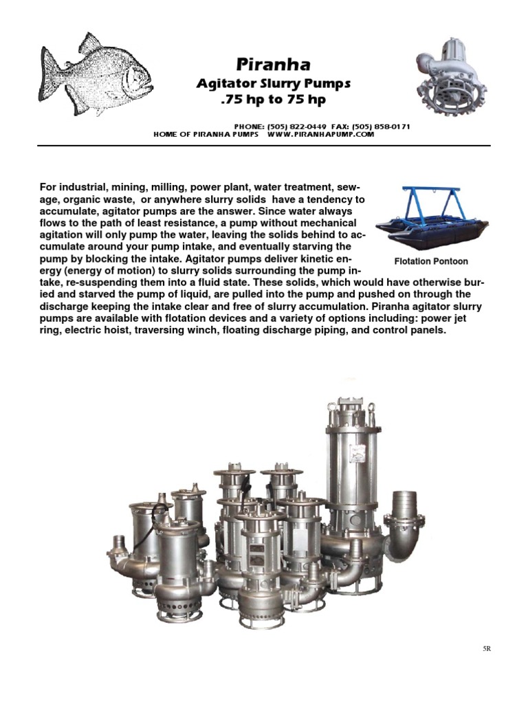 Piranha Agitator Slurry Pumps Overview | PDF | Cast Iron | Pump