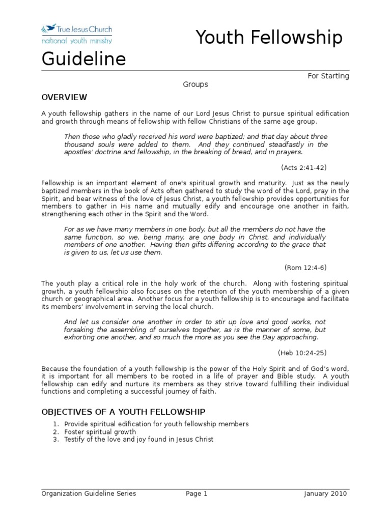 Youth Fellowship Starting Guideline v1 | PDF | Bible Study (Christian ...