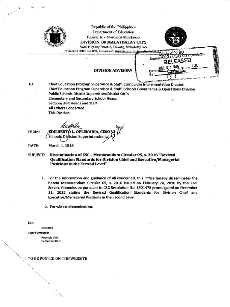 CSC Division Chief | PDF