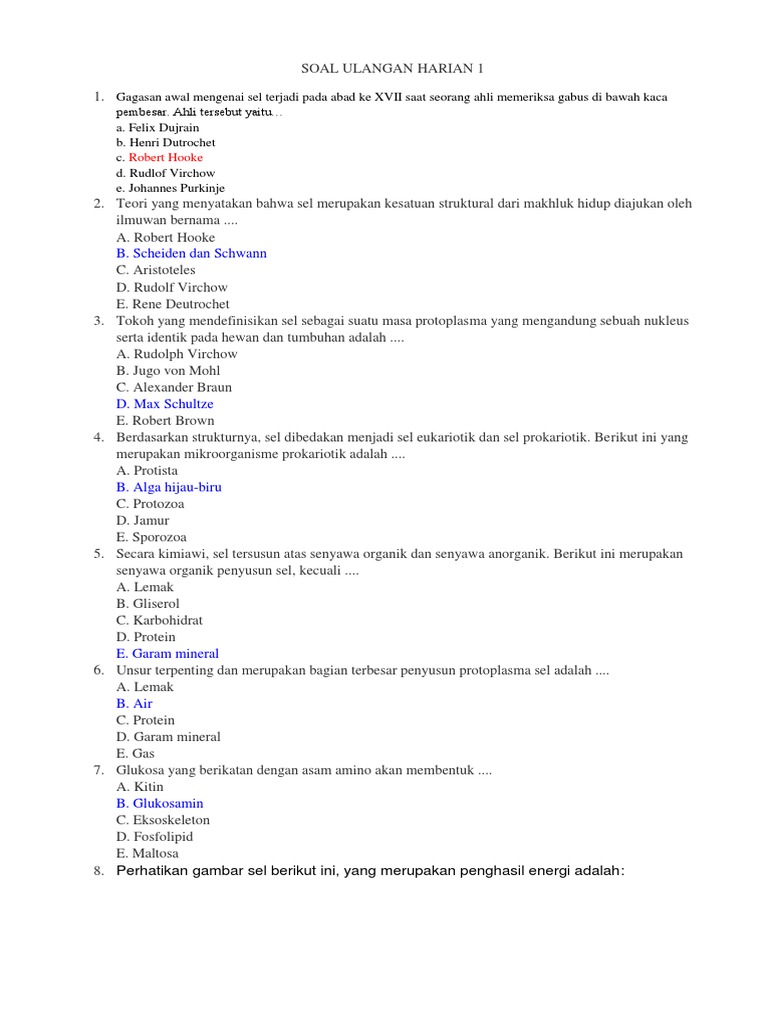 Soal Uh. 1 Xi Sel | PDF | Sains & Matematika
