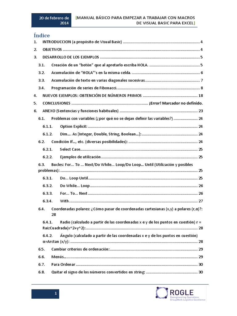 Macros Visual Basic para Excel | PDF | Básico | Microsoft Excel