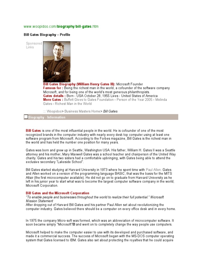 Bill Gates | PDF | Microsoft | Operating System