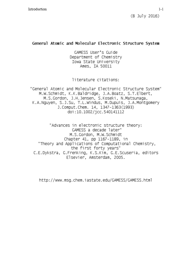 General Atomic and Molecular Electronic Structure System | PDF ...