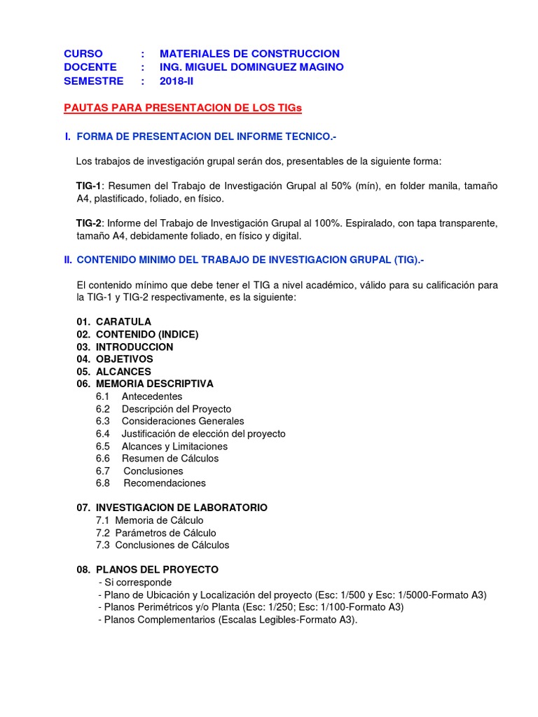 Pautas para Presentacion de Tigs | PDF | Informática y tecnología de la información