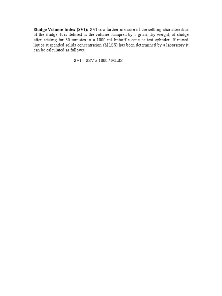 Sludge Volume Index Calculation Guide | PDF