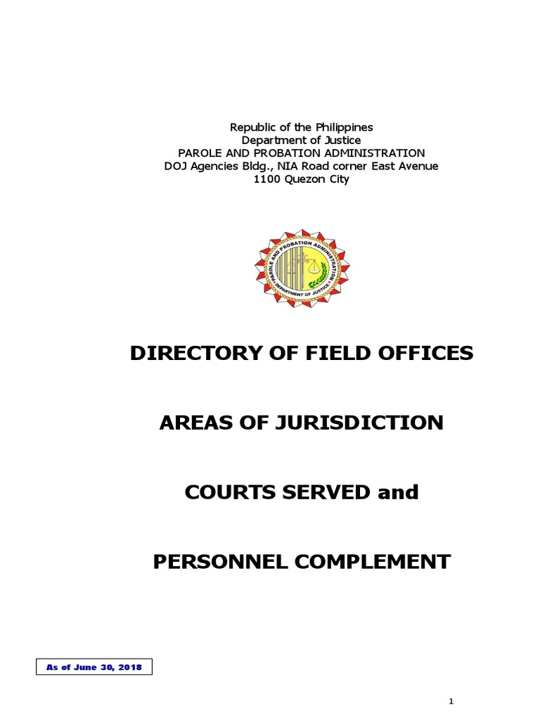 Doj Ppa Directory As of June 2018 | PDF | Probation Officer | Punishments